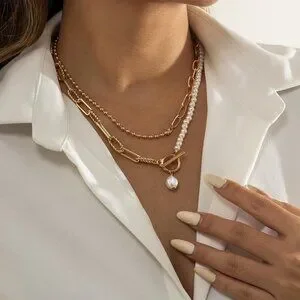 Jewelry | Layered Gold Necklace For Women Non Tarnish Paperclip Pendant ...